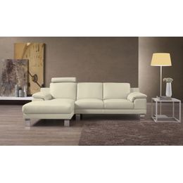 Ecksofa Egoitaliano "Shakira, Design & Sitzkomfort auf hohem Niveau, Breite 236cm, L-Form", blau (ice lake), B:236cm H:84cm T:152cm, Leder &raquo;BULL&laquo; (echtes Rindsleder). Geschliffenes, pigmentiertes und behandeltes Rindsleder mit einer Dicke von 1, 3-1, 5 mm. Dieses Leder zeigt eine ziemlich weiche Hand mit einem halb undurchsichtigen Aussehen. Es handelt sich um ein gesch&uuml;tztes Leder. Eine leichte D