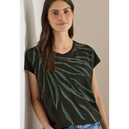 Print-Shirt Cecil, Damen, Gr. XL (44), raw khaki, Web, 100% Baumwolle, bedruckt, comfort fit normal, Rundhals, abgesteppt, Shirts, mit Flammgarn