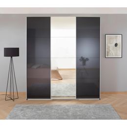 Schwebet&uuml;renschrank Rauch "Kleiderschrank Schrank Garderobe KOLUNA Hochglanz-Front und Spiegel", graumetallic, hochglanz effektgrau, B:203cm H:229cm T:62cm, Holzwerkstoff, Schr&auml;nke, Schwebet&uuml;renschrank, Breiten 203/271/315/360 cm H&ouml;hen 210/229 cm MADE IN GERMANY