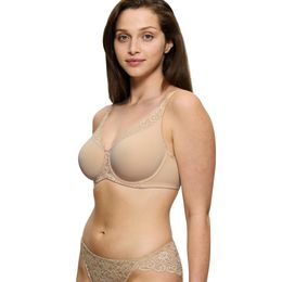 Minimizer-BH Triumph "Amourette W01", Damen, Gr. 75, Cup E, beige (natur), Obermaterial: 68% Polyamid, 32% Elasthan, unifarben, BHs Minimizer-BH, verkleinert die Brust optisch um eine Cup-Gr&ouml;&szlig;e