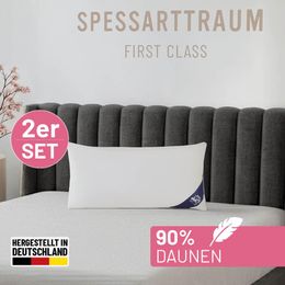 Daunenkissen Spessarttraum "FIRST CLASS, Kopfkissen 1-tlg. oder 2-tlg. 40x80 oder 80x80 cm", wei&szlig;, B:40cm L:60cm, Bezug: 100% Baumwolle. F&uuml;llung: 90% Daunen, 10% Federn, Kopfkissen, hergestellt in Deutschland, allergikerfreundlich, im Set g&uuml;nstiger