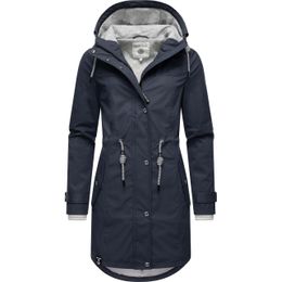 Regenjacke PEAK TIME "L60042", Damen, Gr. S (36), blau (ink), Obermaterial: 100% Polyurethan. Futter 1: 100% Polyester. Futter 2: 60% Baumwolle, 40% Polyester. Wattierung: 100% Polyester, tailliert ca. Mitte Oberschenkel, &Auml;rmel ohne &Auml;rmelschlitz normaler Saum, Jacken Regenjacke, stylisch taillierter Regenmantel f&uuml;r Damen