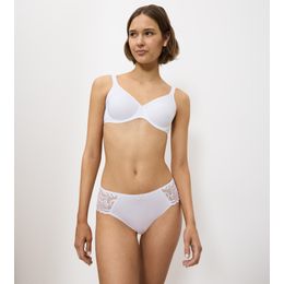 B&uuml;gel-BH Triumph "Modern Soft+Cotton W", Damen, Gr. 80, Cup D, wei&szlig;, Microtouch, Obermaterial: 39% Polyamid, 38% Baumwolle, 23% Elasthan, unifarben, BHs B&uuml;gel-BH, mit dezenten Glanz-Streifenmuster und breiten Tr&auml;gern