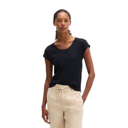 Marc O'Polo T-Shirt MARC O'POLO "aus Organic Cotton", Damen, Gr. L, deep night blau, Obermaterial: 100% Baumwolle, unifarben, Basic, regular fit, tiefer Rundhals, Shirts T-Shirt