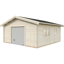 Garage Palmako "Roger", beige (naturbelassen), Massivholz, Garagen, BxTxH: 622x596x312 cm, mit Sektionaltor, naturbelassen