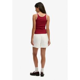 Shorts Superdry "STUDIOS SWEAT SHORT", Damen, Gr. XL, N-Gr, sanftes wei&szlig;, Jersey, Obermaterial: 100% Baumwolle, unifarben, slim fit ca. Mitte Knie, Hosen Shorts