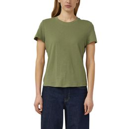 T-Shirt s.Oliver, Damen, Gr. 36, summer khaki, Web, Obermaterial: 50% Baumwolle, 50% Leinen, unifarben, regular fit normal, Rundhals, gerader Abschluss, Shirts T-Shirt, mit Rippblende