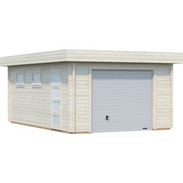 Garage Palmako "Rasmus", beige (naturbelassen), Massivholz, Garagen, BxTxH: 420x598x253 cm, mit Sektionaltor, naturbelassen