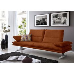 2,5-Sitzer W.Schillig "broadway Designsofa mit hohem Sitzkomfort", braun (cognac z69), B:236cm H:94cm T:96cm, Longlife Xtra-Leder Z69: Das feinnarbige, gedeckte Softleder Z69 besticht durch seine au&szlig;ergew&ouml;hnliche Weichheit im trendigen &raquo;Vintage-Look&laquo;, Hautst&auml;rke 0, 9 - 1, 1 mm, Sofas, Sitztiefenverstellung, Kopfteil- & Seitenteilverstellung, Breite 236cm