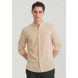 Langarmhemd FELIX HARDY "Basic Hemd", Herren, Gr. L, Normalgr&ouml;&szlig;en, beige, 65% Baumwolle, 35% Leinen, Hemden