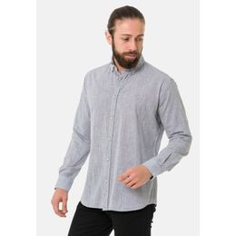Cipo & Baxx Businesshemd CIPO & BAXX "CH199", Herren, Gr. L, US-Gr&ouml;&szlig;en, grau, 75% Baumwolle, 25% Leinen, unifarben, slim fit, ohne Ausschnitt, Manschette mit Kn&ouml;pfen, Hemden, Baumwoll-Leinen Mix