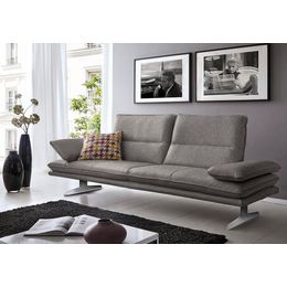 2,5-Sitzer W.Schillig "broadway Designsofa mit hohem Sitzkomfort", grau (grau s22), B:236cm H:94cm T:96cm, Flachgewebe S22 (100% Polyester), Sofas, Sitztiefenverstellung, Kopfteil- & Seitenteilverstellung, Breite 236cm
