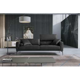 2,5-Sitzer Egoitaliano "Masu, Designsofa mit erstklassigem Sitzkomfort, Breite 218cm", schwarz, B:218cm H:95cm T:97cm, Leder &raquo;BULL&laquo; (echtes Rindsleder). Geschliffenes, pigmentiertes und behandeltes Rindsleder mit einer Dicke von 1, 3-1, 5 mm. Dieses Leder zeigt eine ziemlich weiche Hand mit einem halb undurchsichtigen Aussehen. Es handelt sich um ein gesch&uuml;tztes Leder. Eine leichte Deckschicht sch