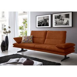2,5-Sitzer W.Schillig "broadway, Designsofa mit tollem Sitzkomfort", braun (cognac z69), B:236cm H:94cm T:96cm, Longlife Xtra-Leder Z69: Das feinnarbige, gedeckte Softleder Z69 besticht durch seine au&szlig;ergew&ouml;hnliche Weichheit im trendigen &raquo;Vintage-Look&laquo;, Hautst&auml;rke 0, 9 - 1, 1 mm, Sofas, Sitztiefenverstellung, Kopfteil- & Seitenteilverstellung, Breite 216cm