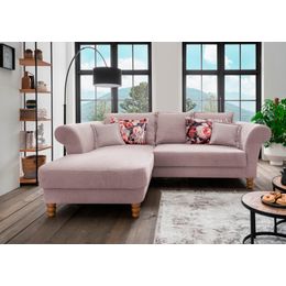 Ecksofa Home Affaire "Tassilo Mega Polsterecke mit Kaltschaum im Sitz, bequem, L-Form", rosa (flamingo), B:262cm H:95cm T:198cm, 100% Polyester, Sofas, Ecksofa, hoher Sitzkomfort, Breite 262cm, Komfortsitzh&ouml;he 48cm, zeitlos elegant