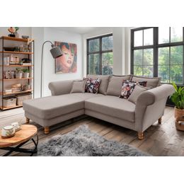 Ecksofa Home Affaire "Tassilo Mega Polsterecke mit Kaltschaum im Sitz, bequem, L-Form", grau (taupe), B:262cm H:95cm T:198cm, 100% Polyester, Sofas, Ecksofa, hoher Sitzkomfort, Breite 262cm, Komfortsitzh&ouml;he 48cm, zeitlos elegant