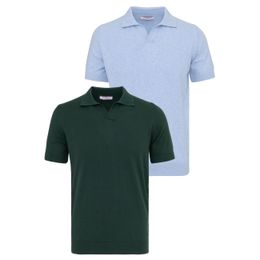 Poloshirt FELIX HARDY "Polo Shirt Kurzarm 2er-Pack", Herren, Gr. L, dunkelgr&uuml;n, blau, 100% Baumwolle, Shirts