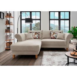 Ecksofa Home Affaire "Tassilo Mega Polsterecke mit Kaltschaum im Sitz, bequem, L-Form", gr&uuml;n (hellgr&uuml;n), B:262cm H:95cm T:198cm, 100% Polyester, Sofas, Ecksofa, hoher Sitzkomfort, Breite 262cm, Komfortsitzh&ouml;he 48cm, zeitlos elegant