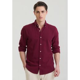 Langarmhemd FELIX HARDY "Basic Hemd", Herren, Gr. M, Normalgr&ouml;&szlig;en, bordeaux, 65% Baumwolle, 35% Leinen, Hemden