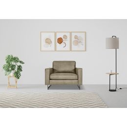 Loveseat Home Affaire "Pinto 105 cm, Cord, Chenille, Lederoptik", beige, B:105cm H:85cm T:97cm, Luxus-Microfaser in Lederoptik (100% Polyester, ;Cord (92% Polyester, 8% Polyamide), Sessel, mit Keder, Metallf&uuml;&szlig;en und auch in Cord Bezug erh&auml;ltlich