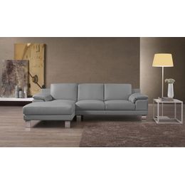 Ecksofa Egoitaliano "Shakira, Design & Sitzkomfort auf hohem Niveau, Breite 236cm, L-Form", grau (stone), B:236cm H:84cm T:152cm, Leder &raquo;BULL&laquo; (echtes Rindsleder). Geschliffenes, pigmentiertes und behandeltes Rindsleder mit einer Dicke von 1, 3-1, 5 mm. Dieses Leder zeigt eine ziemlich weiche Hand mit einem halb undurchsichtigen Aussehen. Es handelt sich um ein gesch&uuml;tztes Leder. Eine leichte Deck