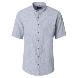 Kurzarmhemd Casamoda "Casamoda Leinenhemd Kurzarm gestreift", Herren, Gr. L, Normalgr&ouml;&szlig;en, hellblau, 50% Leinen, 50% Baumwolle, gestreift, l&auml;ssig geschnitten, Hemden