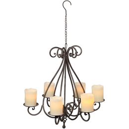 Kerzenst&auml;nder AMBIENTE HAUS "Kronleuchter mit 6 Tellern in Antikgrau", grau, B:53cm H:56cm T:53cm, Eisen, Kerzenhalter