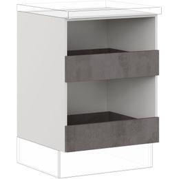 Unterschrank IMPULS K&Uuml;CHEN "Prag", Breite/H&ouml;he: 60/72,3 cm", grau (beton, optik schiefer dunkelgrau), B:60cm H:72,3cm T:57,6cm, Dekorfolie, Holzwerkstoff, Schr&auml;nke, Unterschrank, vormontiert, mit Soft-Close, mit zwei Ausz&uuml;gen