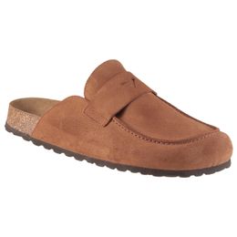 MAN'S WORLD Clog MAN'S WORLD, Herren, Gr. 40, cognac, Veloursleder, Schuhe Clog, Schlappen, Sommerschuh, Hausschuh mit ergonomisch geformtem Fu&szlig;bett