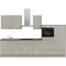 K&uuml;chenzeile Nobilia "Riva I", NEU: individuell anpassbar mit gratis Profi-Beratung", grau (k&uuml;che: grau, korpus: steingrau, arbeitsplatte: beton schiefergrau nachbildung), B:330,3cm H:216,6cm T:60cm, Komplettk&uuml;chen-Sets, K&uuml;chenzeile, vormontiert, Breite 330 cm, Ausrichtung w&auml;hlbar, wahlw. mit E-Ger&auml;ten
