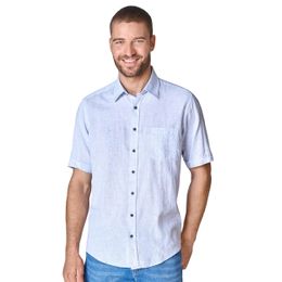 Kurzarmhemd Casamoda "Casamoda Leinenhemd Kurzarm gestreift", Herren, Gr. M, Normalgr&ouml;&szlig;en, hellblau, 50% Leinen, 50% Baumwolle, gestreift, l&auml;ssig geschnitten, Hemden