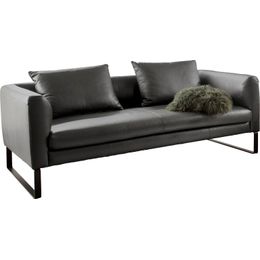 2,5-Sitzer 3C CANDY "Avola elegantes Leder Sofa mit tollem Sitzkomfort, bequem", grau (fango), B:184cm H:85cm T:100cm, Sofas, tolle Details und hochwertige Verarbeitung