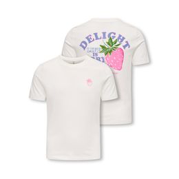 T-Shirt KIDS Only "KOGBOLETTE LIFE S/S TOP JRS", M&auml;dchen, Gr. 122/128, cloud dancer print:delight, Jersey, Obermaterial: 100% Baumwolle, bedruckt, unifarben, loose fit normal, Rundhals, Shirts T-Shirt, in sommerlichen Motiven
