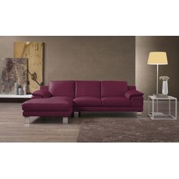 Ecksofa Egoitaliano "Shakira, Design & Sitzkomfort auf hohem Niveau, Breite 236cm, L-Form", lila (violett), B:236cm H:84cm T:152cm, Leder NUVOLE (Echtes Rindsleder). Halbnat&uuml;rliches, halbnarbiges Rindsleder mit einer nat&uuml;rlichen K&ouml;rnung von 1, 2 bis 1, 4 mm. Dieses Leder hat eine weiche, wachsartige Haptik mit mattem Aussehen und einem Wolkeneffekt. Es handelt sich um ein Naturleder, das die urspr