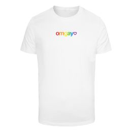 T-Shirt MisterTee "MisterTee OMGay Rainbow Pride Tee", Damen, Gr. M, wei&szlig;, 100% Baumwolle, bedruckt, normal, Rundhals, Shirts T-Shirt