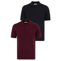Poloshirt FELIX HARDY "Polo Shirt Kurzarm 2er-Pack", Herren, Gr. L, schwarz, bordeaux, 100% Baumwolle, Shirts