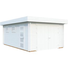 Garage Palmako "Rasmus, mit Holztor", wei&szlig;, wei&szlig;, H:253cm, Massivholz, Garagen, BxTxH: 420x598x253 cm