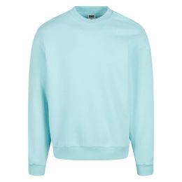 Rundhalspullover Urban Classics "Urban Classics Fluffy Crewneck", Herren, Gr. L, berylblau, 70% Baumwolle, 30% Polyester, unifarben, relaxed fit, Rundhals, Pullover Rundhalspullover