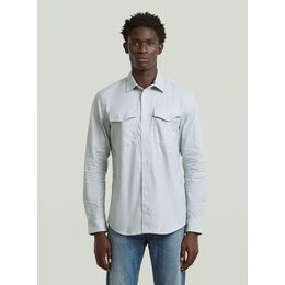 G-Star Raw Langarmshirt G-STAR "Marine Slim Hemd", Damen, Gr. L, mineral blau, wei&szlig; oxford, Obermaterial: 70% Baumwolle, 30% Baumwolle, Shirts Langarmshirt
