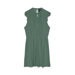 V&eacute;ro Moda Minikleid VERO MODA "VMMILLA SL SHORT LACE DRESS NOOS", Damen, Gr. L, N-Gr, laurel wreath, Jersey, Obermaterial: 95% Polyester, 5% Elasthan, unifarben, kurz, Rundhals, Kleider Minikleid, Materialmix, Spitze