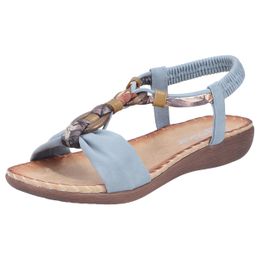 Sandale Rieker, Damen, Gr. 43, jeansblau, Lederimitat, Schuhe Sandale, Sommerschuh, Urlaubsschuh, Fersenriemchen mit Gummizug