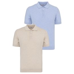 Poloshirt FELIX HARDY "Polo Shirt Kurzarm 2er-Pack", Herren, Gr. L, beige, blau, 100% Baumwolle, Shirts