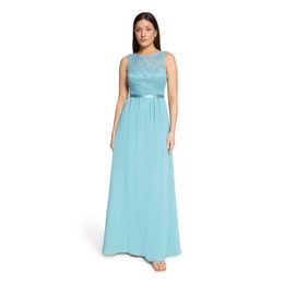 Cocktailkleid Vera Mont "Damen mit Spitze", Damen, Gr. 30, Normalgr&ouml;&szlig;en, night turquoise, Chiffon, Obermaterial: 100% Polyester; Futter: 100% Polyester, festlich, ausgestellt lang, Rundhals, Kleider