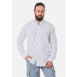 Cipo & Baxx Businesshemd CIPO & BAXX "CH199", Herren, Gr. L, US-Gr&ouml;&szlig;en, wei&szlig;, 75% Baumwolle, 25% Leinen, unifarben, slim fit, ohne Ausschnitt, Manschette mit Kn&ouml;pfen, Hemden, Baumwoll-Leinen Mix