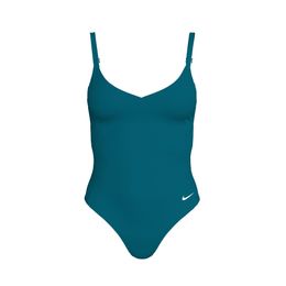 Badeanzug Nike "V-NECK ONE PIECE", Damen, Gr. L, N-Gr, gr&uuml;n abyss, Jersey, Obermaterial: 83% Polyester, 17% Elasthan, Badeanz&uuml;ge Badeanzug, mittlerer Halt, verstellbare R&uuml;cken- und Schultertr&auml;ger