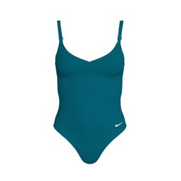 Badeanzug Nike "V-NECK ONE PIECE", Damen, Gr. S, N-Gr, gr&uuml;n abyss, Jersey, Obermaterial: 83% Polyester, 17% Elasthan, Badeanz&uuml;ge Badeanzug, mittlerer Halt, verstellbare R&uuml;cken- und Schultertr&auml;ger
