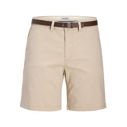 Jack & Jones Chinoshorts JACK & JONES "JPSTADAM BELTED CHINO SHORTS SRT", Herren, Gr. L, N-Gr, string, Web, Obermaterial: 98% Baumwolle, 2% Elasthan, unifarben, regular fit, Hosen Chinoshorts