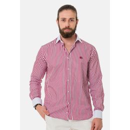 Cipo & Baxx Businesshemd CIPO & BAXX "CH192", Herren, Gr. L, US-Gr&ouml;&szlig;en, rot, 60% Baumwolle, 40% Polyester, gestreift, regular fit, ohne Ausschnitt, 1-Knopf-Manschette, Hemden, sportliche Passform