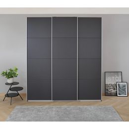 Schwebet&uuml;renschrank Rauch "Kleiderschrank Schrank Garderobe KOLUNA mit Dekor-Front", graumetallic, B:203cm H:229cm T:62cm, Holzwerkstoff, Schr&auml;nke, Schwebet&uuml;renschrank, Breiten 203/271/315/360 cm H&ouml;hen 210/229 cm MADE IN GERMANY