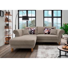 Ecksofa Home Affaire "Tassilo Mega Polsterecke mit Kaltschaum im Sitz, bequem, L-Form", braun (hellbraun), B:262cm H:95cm T:198cm, 100% Polyester, Sofas, Ecksofa, hoher Sitzkomfort, Breite 262cm, Komfortsitzh&ouml;he 48cm, zeitlos elegant
